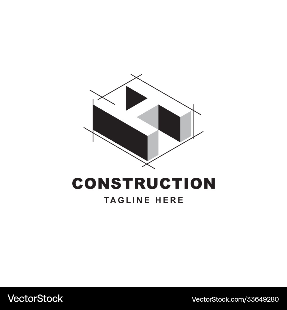 Construction logo design with letter h shape icon Vector Image