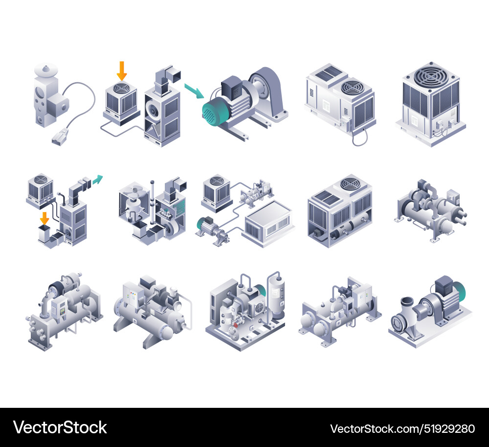 Cooling equipment in industrial hvac Royalty Free Vector