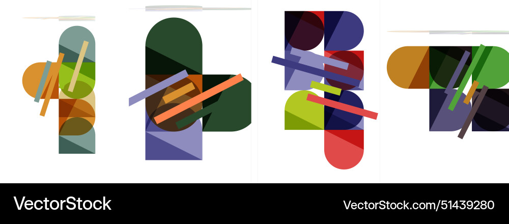 Square and round shape geometric poster set Vector Image