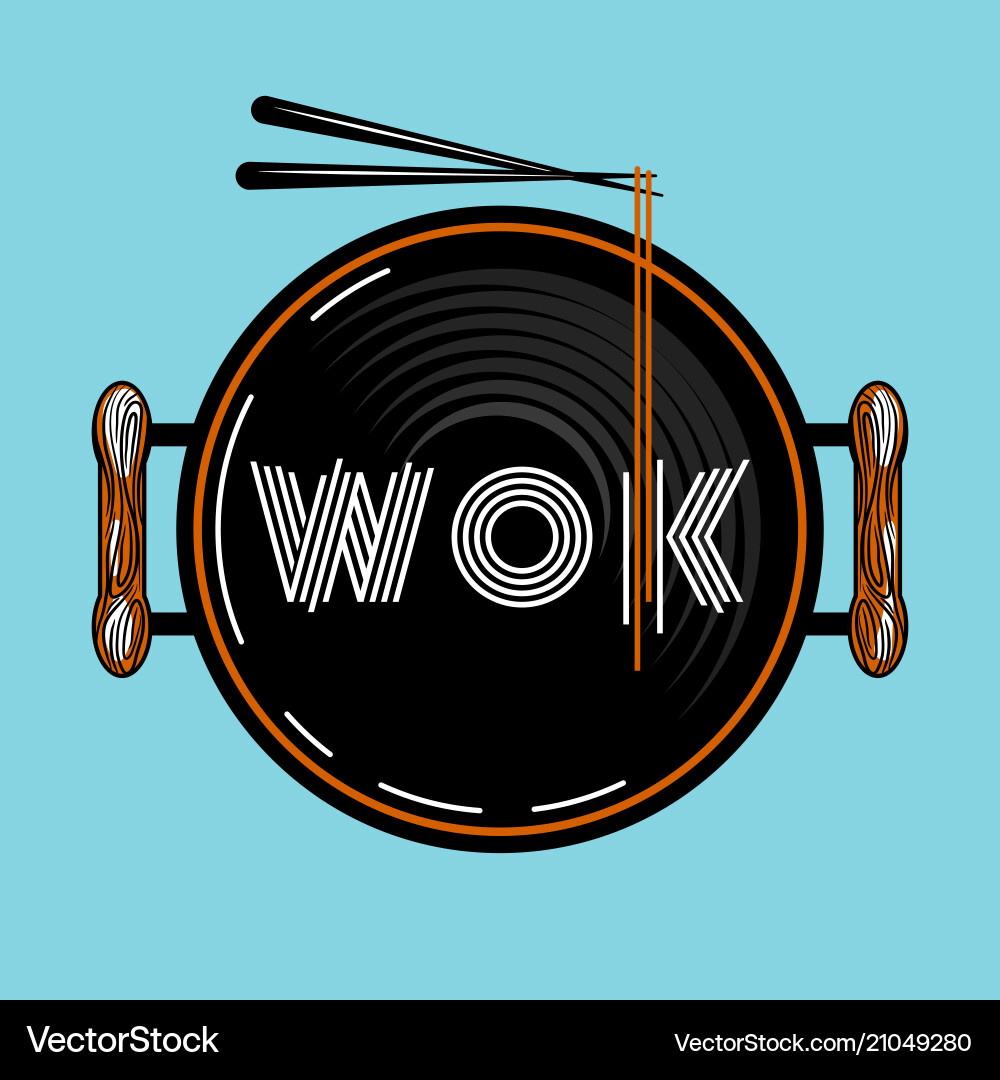 Wok food pan Royalty Free Vector Image - VectorStock