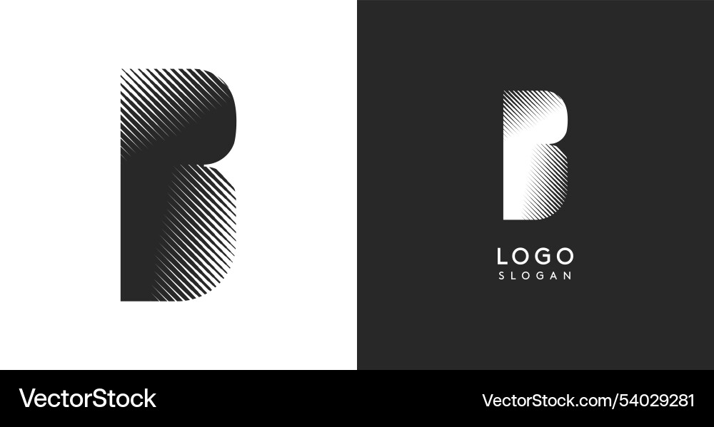 B letter sharp contrast monogram strike Royalty Free Vector
