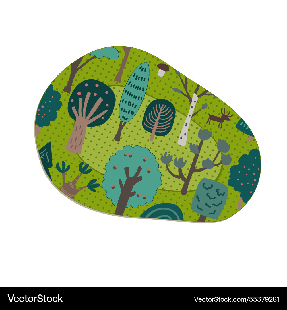 Cute kids sticking eye plaster with forest trees Vector Image
