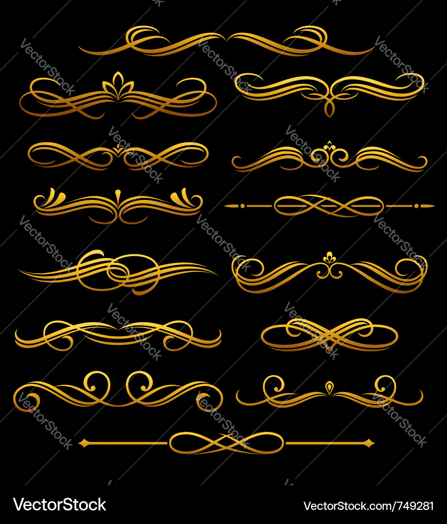 Golden Ornate Border Elements Royalty Free Vector Image