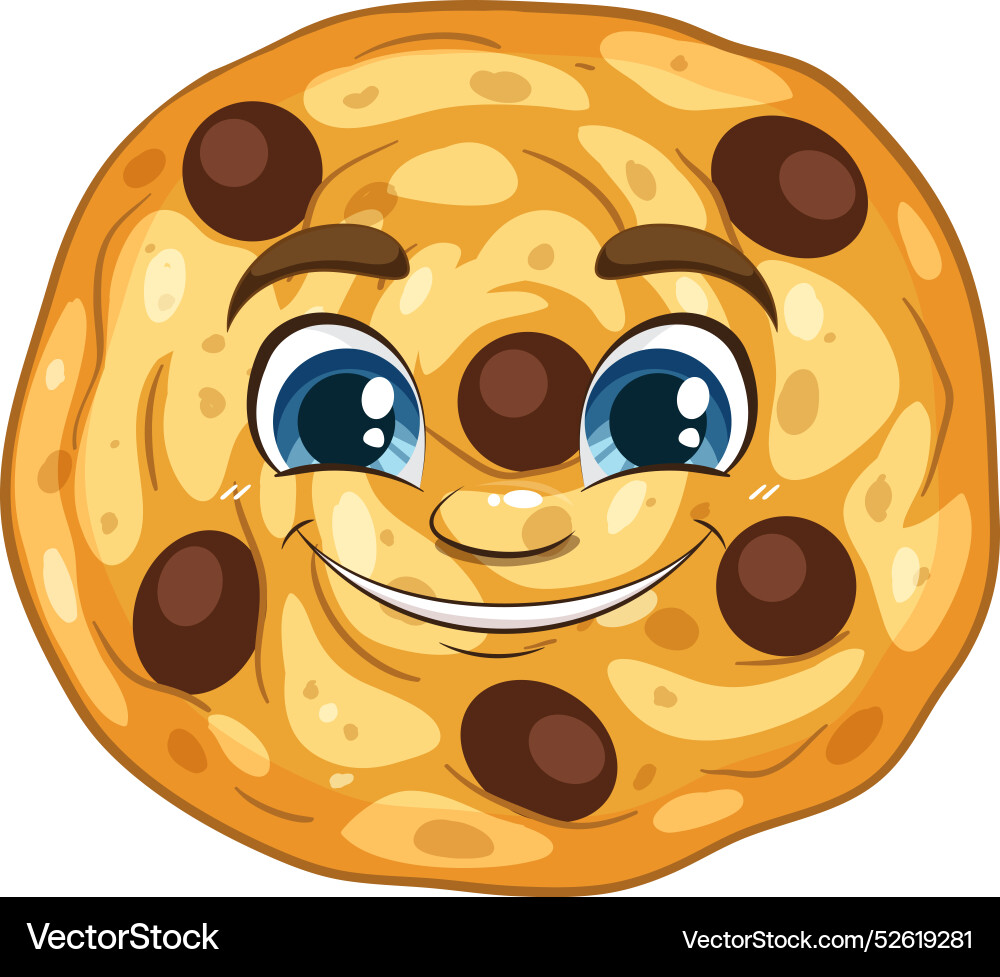 Happy cookie with chocolate chips and big eyes Vector Image