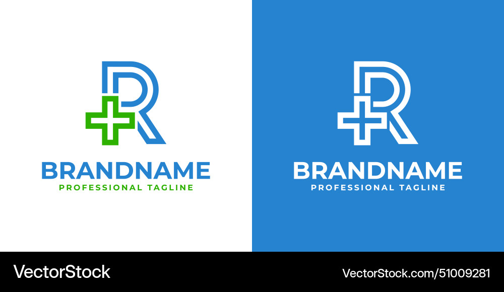 Letter r medical cross modern logo suitable Vector Image