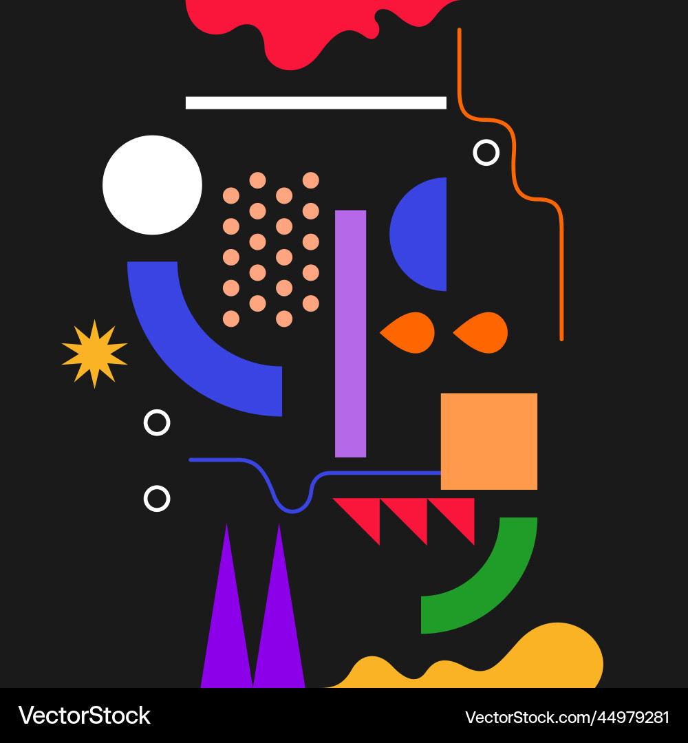 Modern geometric composition of various shapes Vector Image