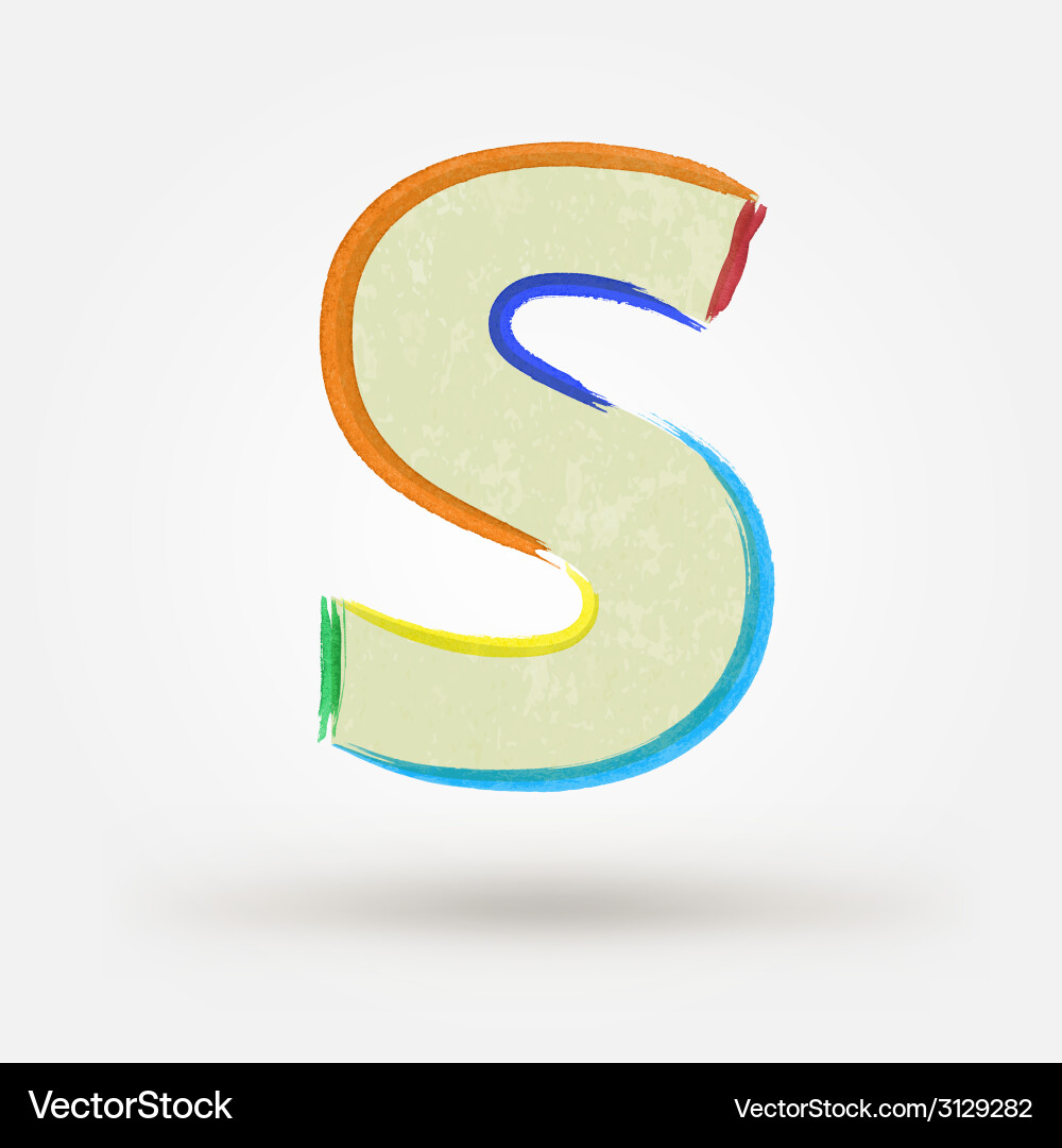 Alphabet letter s watercolor paint design element Vector Image