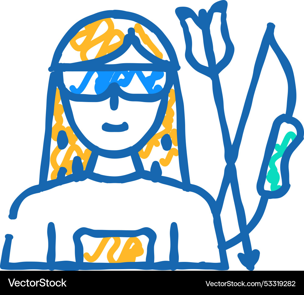 Archery female sport icon doodle Royalty Free Vector Image