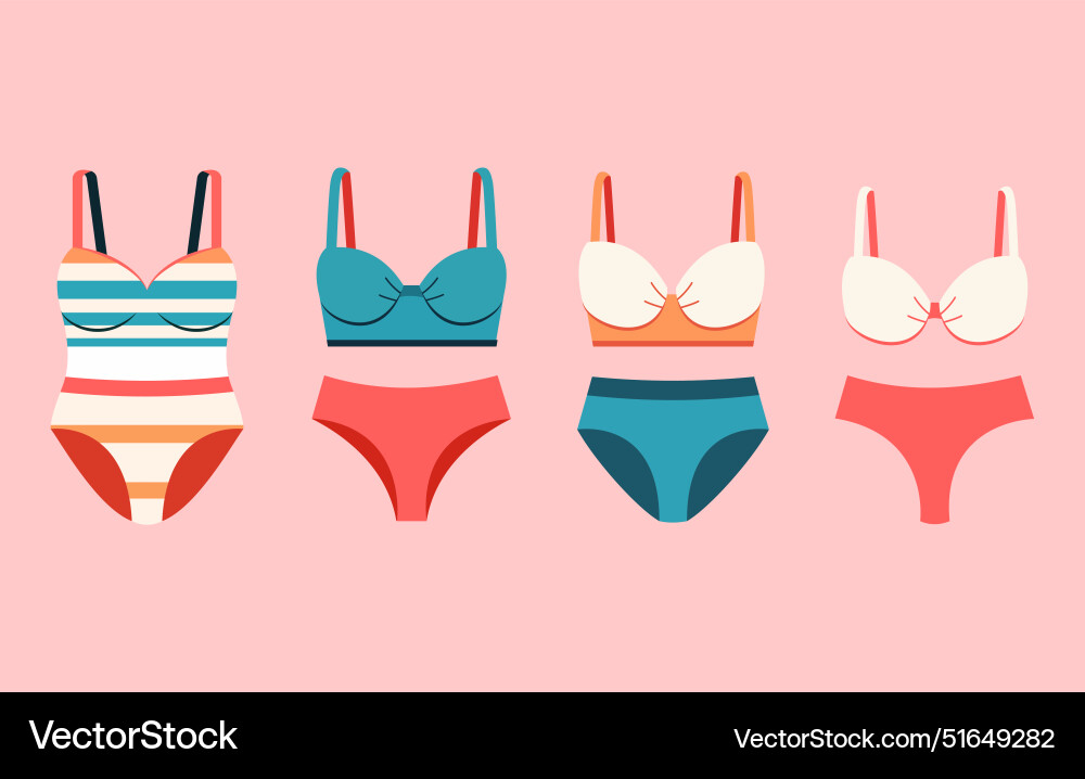 Beachwear collection set of bathing suits Vector Image