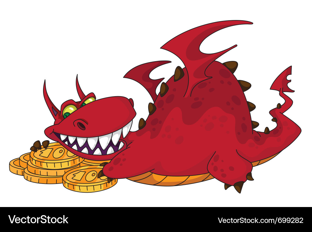 Big dragon with money Royalty Free Vector Image