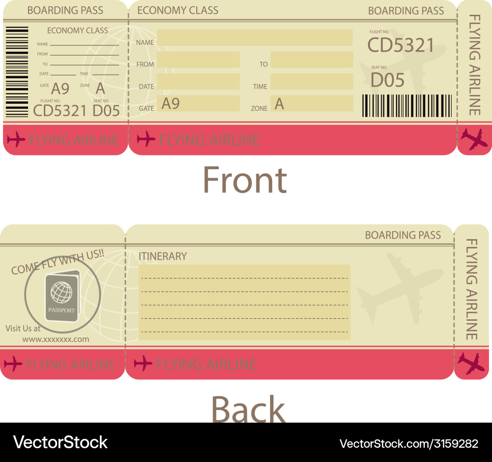 Boarding pass design template Royalty Free Vector Image