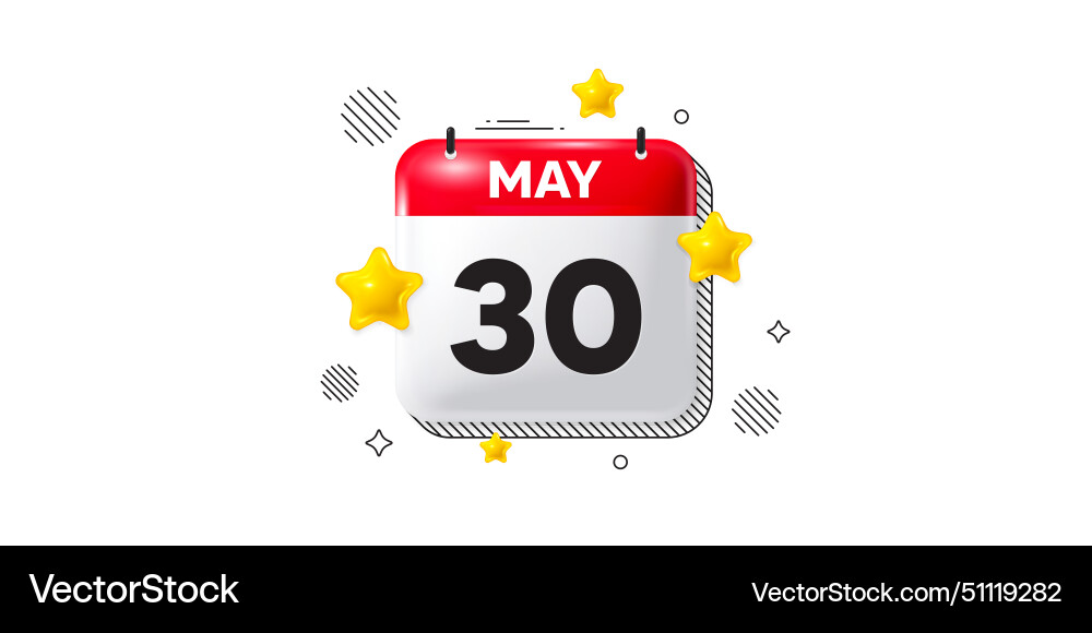 Calendar date 3d icon with stars month event Vector Image