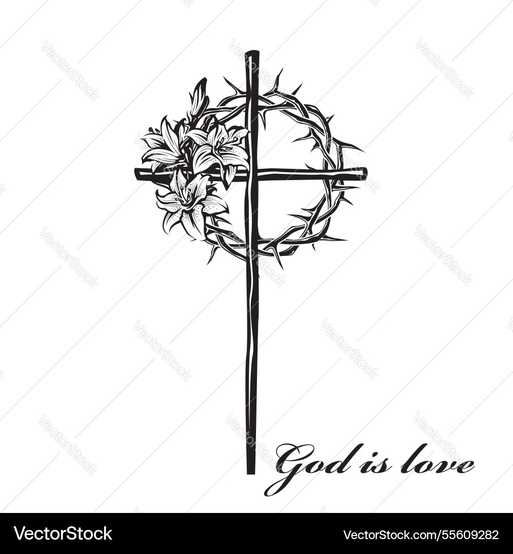 Christian cross and thorn crown Royalty Free Vector Image
