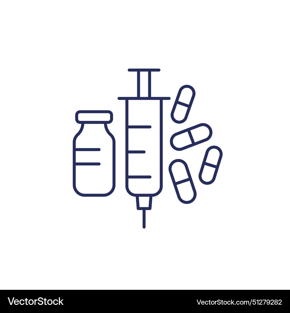 Drugs and medication line icon Royalty Free Vector Image