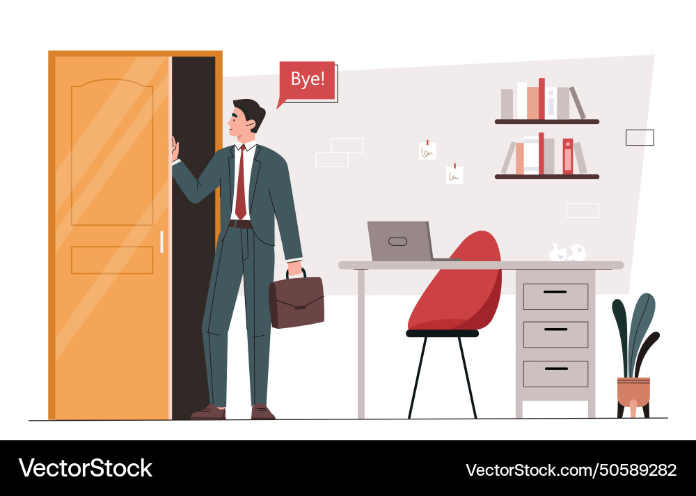 End of working day concept Royalty Free Vector Image