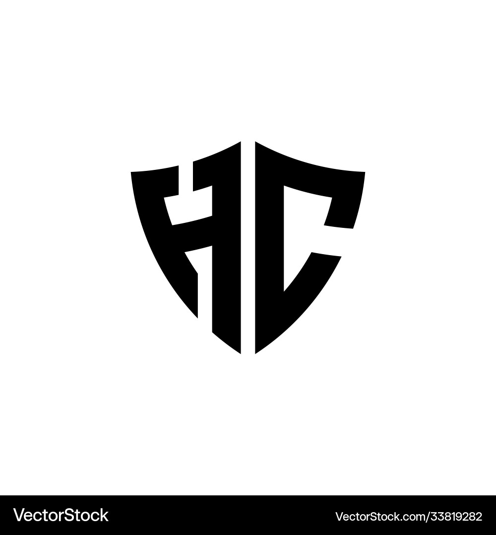 Hc monogram logo with shield shape design template