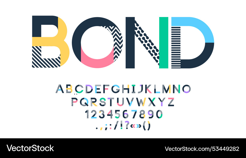 Memphis art font and geometric type alphabet Vector Image