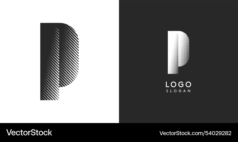 P letter sharp contrast monogram strike Royalty Free Vector