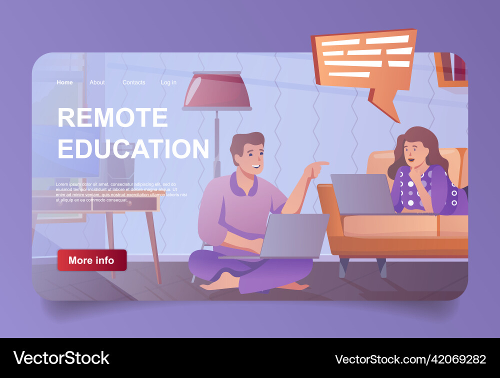 Remote education concept in cartoon design Vector Image