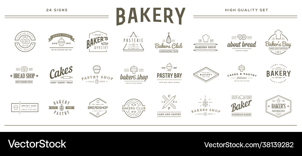 Set bakery pastry elements and bread icons can Vector Image