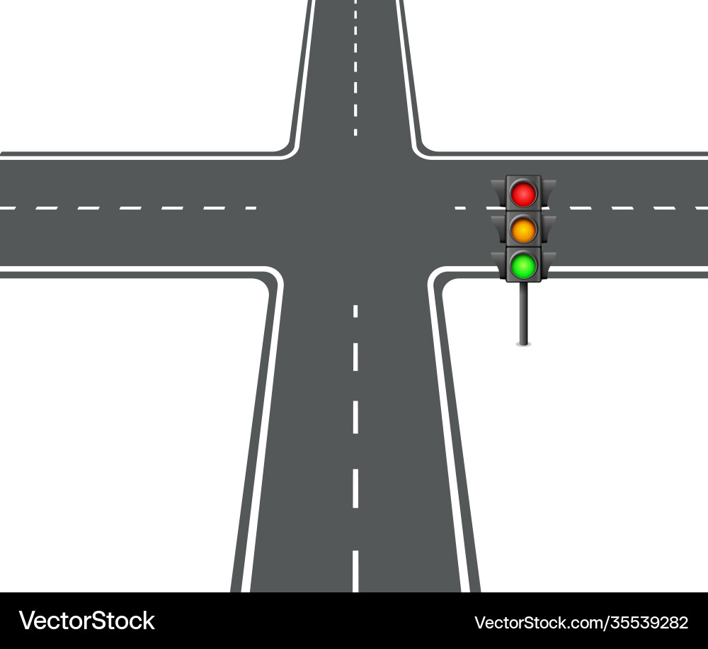 Traffic Intersection Flat Vector Royalty Free Vector Image