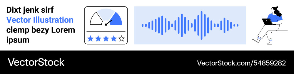 User engaging with a laptop sound wave rating Vector Image