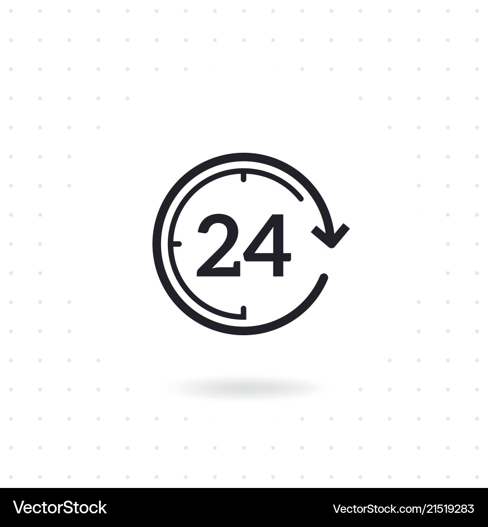24 Hour Open Clock Icon Royalty Free Vector Image