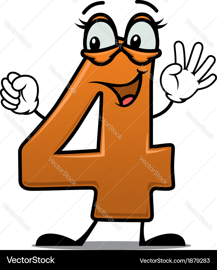 Excited happy number 4 Royalty Free Vector Image