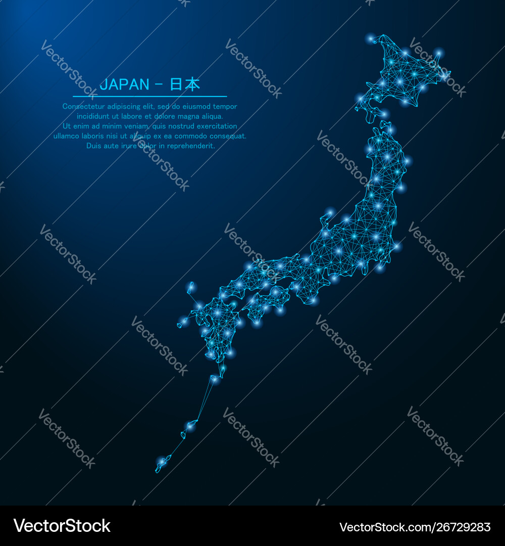 Japan map made points and lines polygonal wire Vector Image