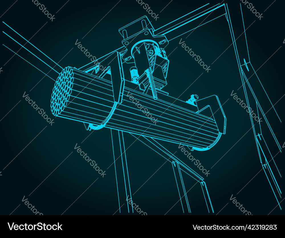 Overhead crane with bunching grab close up Vector Image