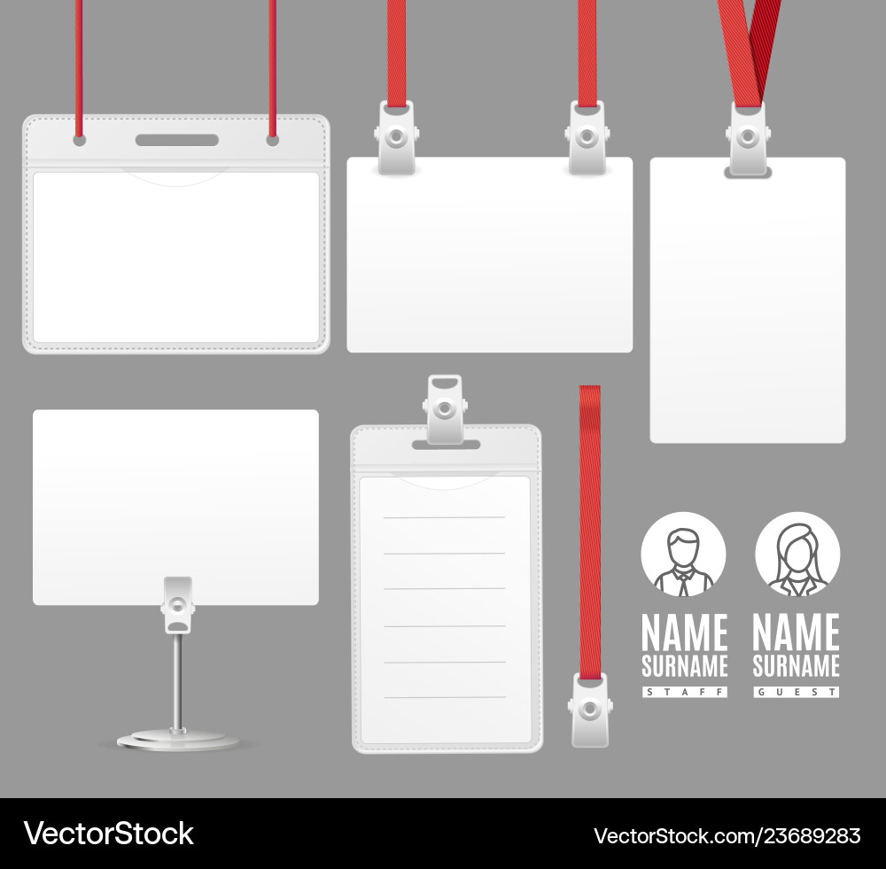 Realistic ID Card Set - White Blank Royalty Free Vector