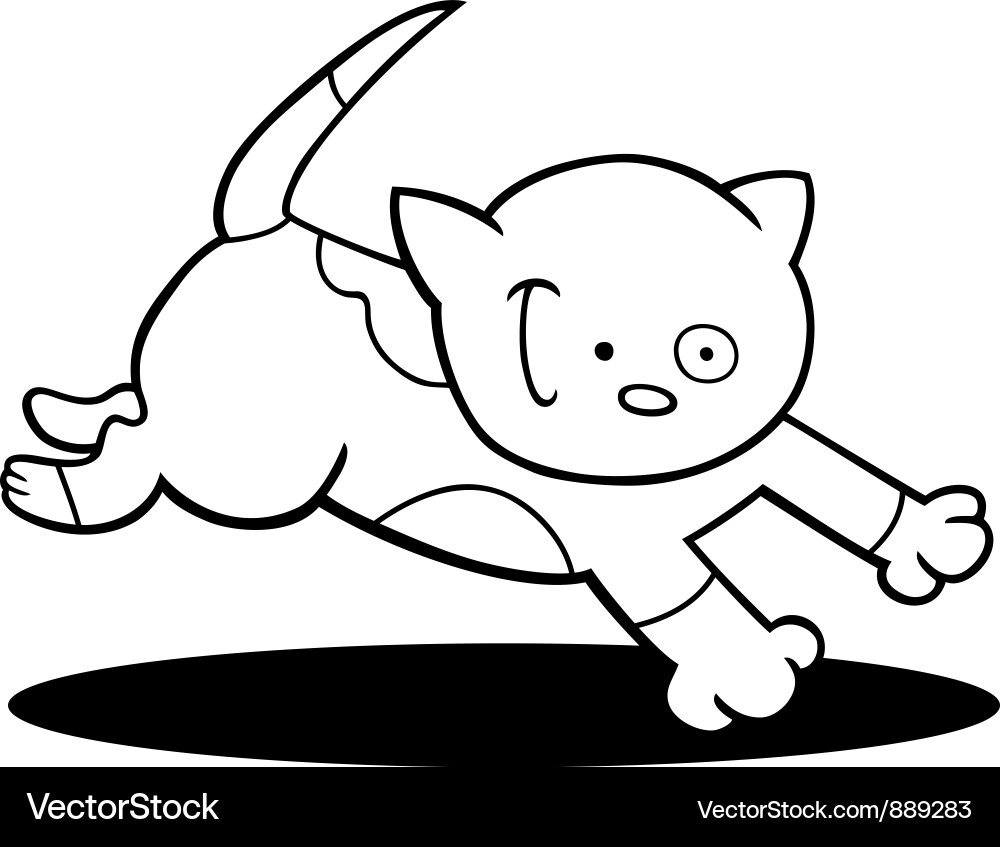 Running kitten for coloring Royalty Free Vector Image