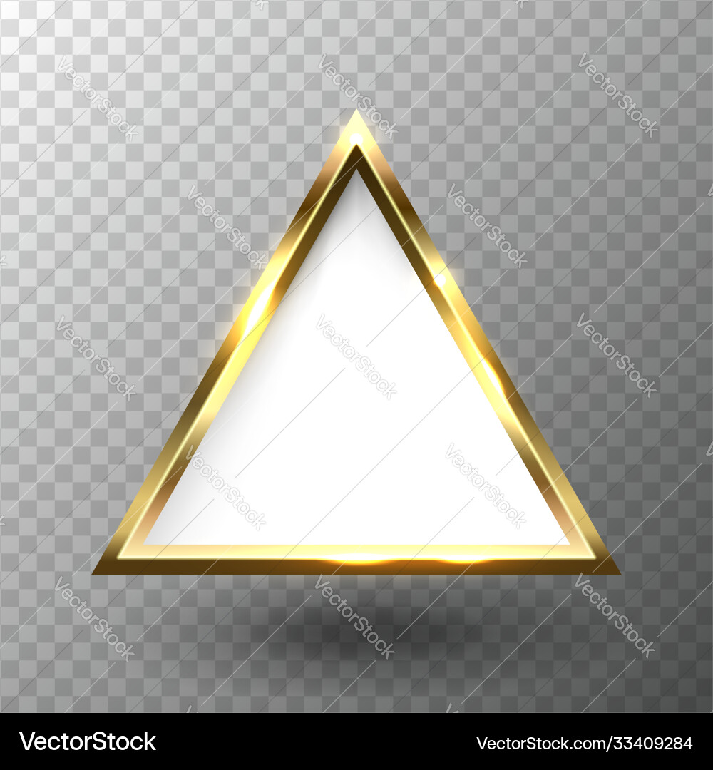 Abstract shiny golden triangle frame with white Vector Image