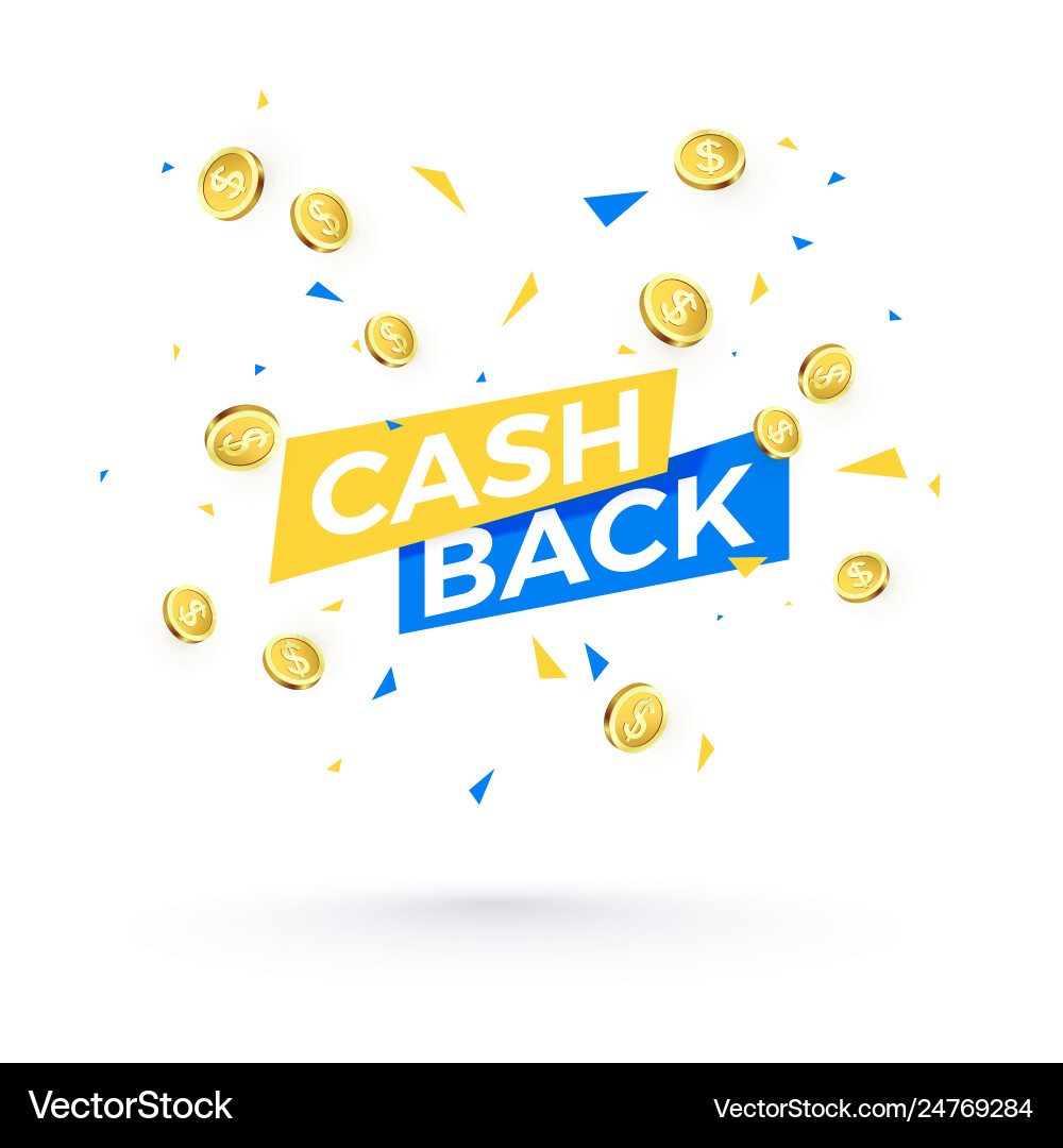 Cashback banner concept text and falling Vector Image