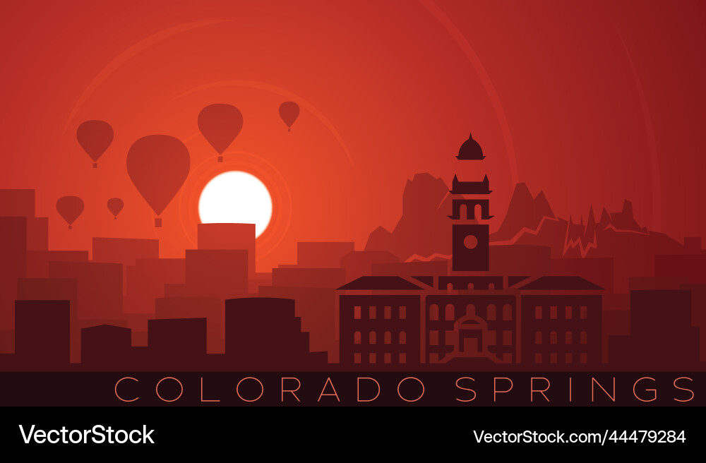 Colorado springs low sun skyline scene Royalty Free Vector