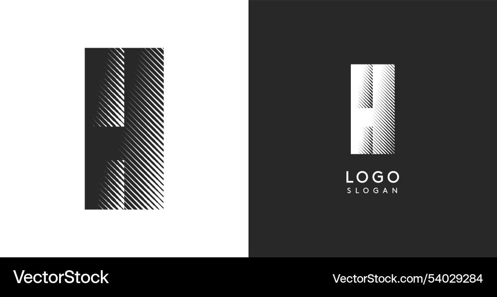 H letter sharp contrast monogram strike Royalty Free Vector