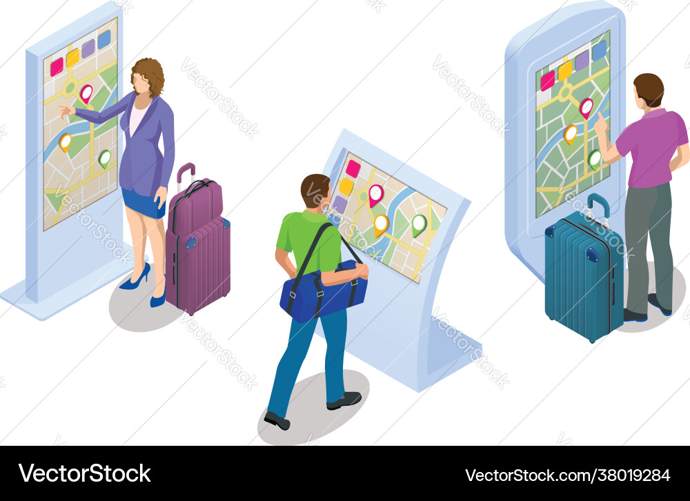 Isometric Interactive Information Kiosk Royalty Free Vector