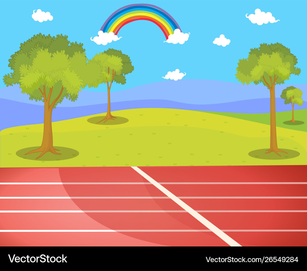 Running track in park scene Royalty Free Vector Image
