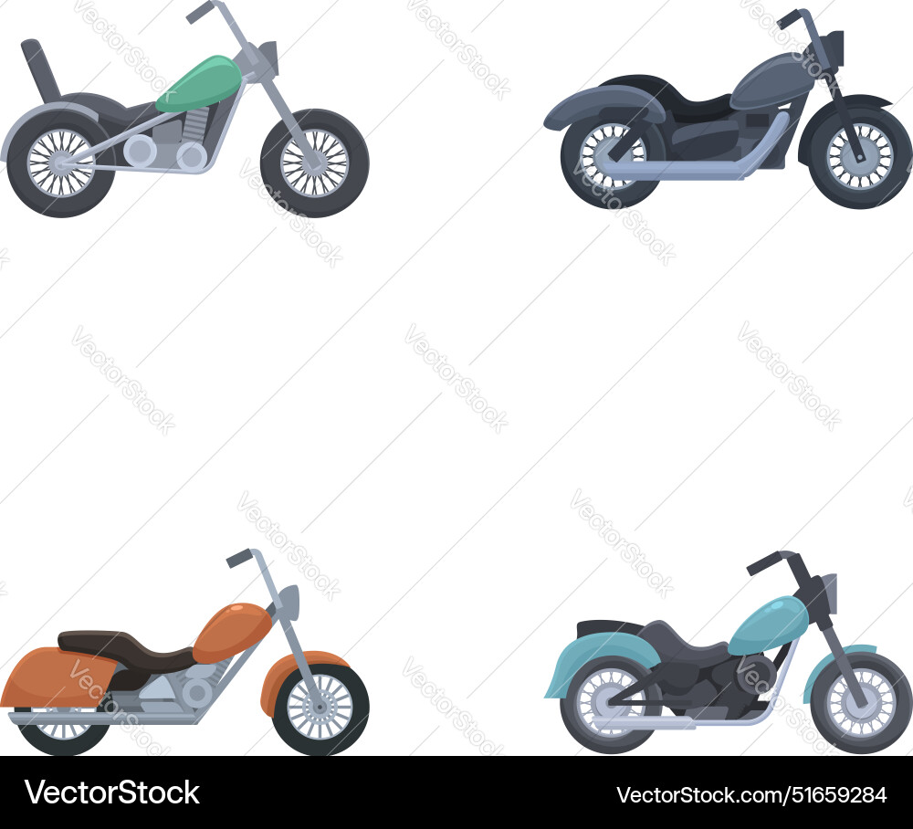 Set of modern motorcycles Royalty Free Vector Image