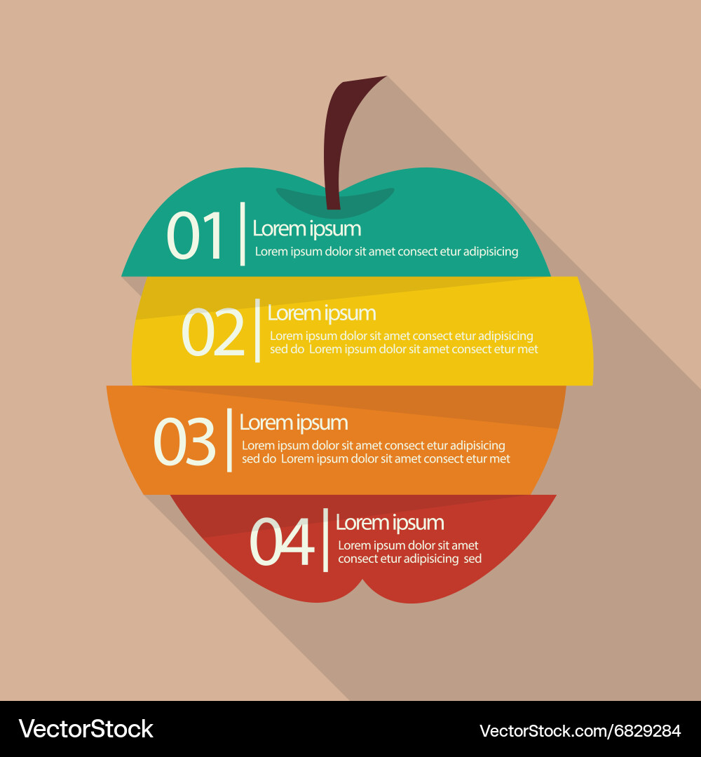Step design of four part apple infographic Vector Image