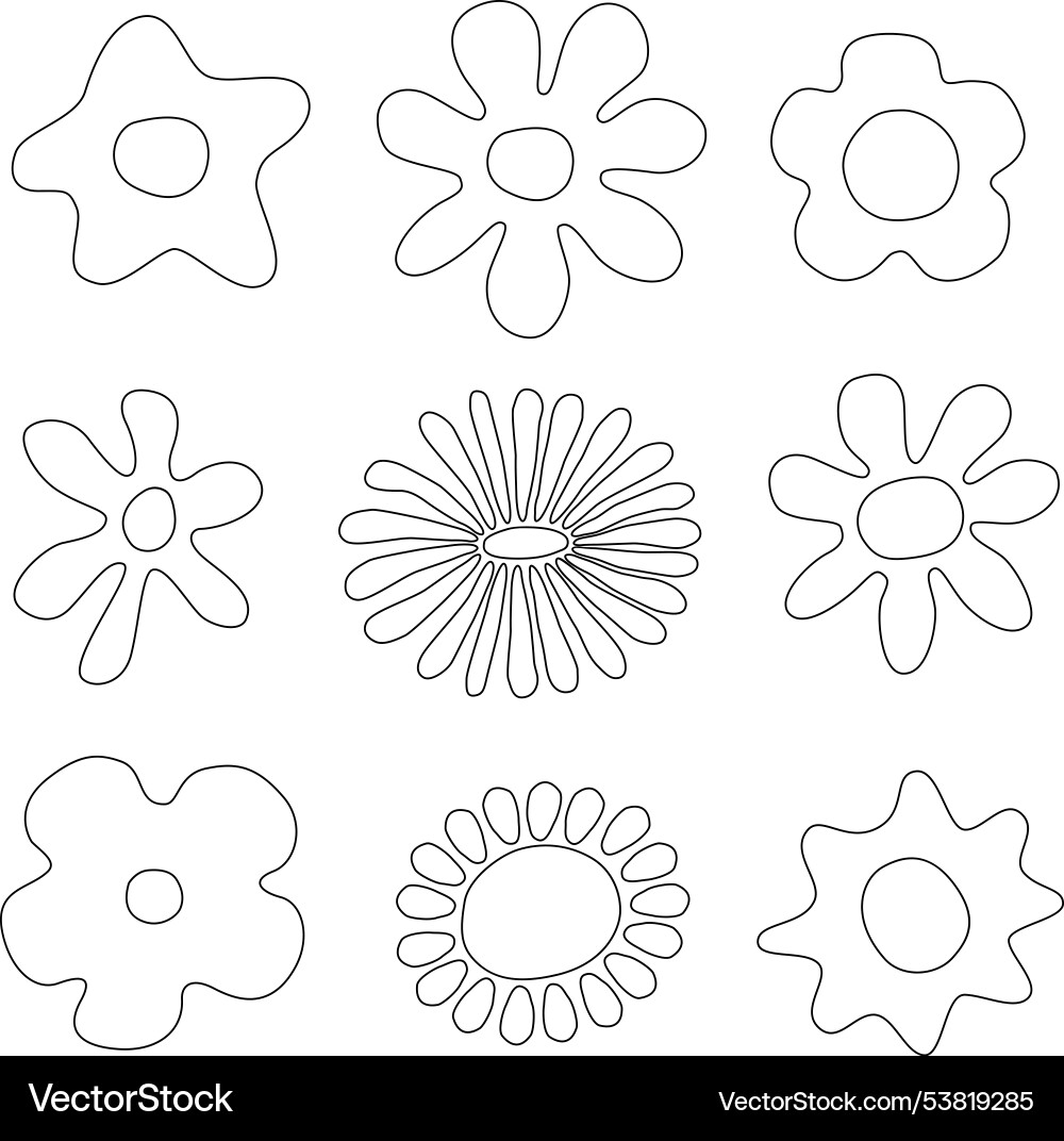 Abstract minimalist flowers icon set Royalty Free Vector