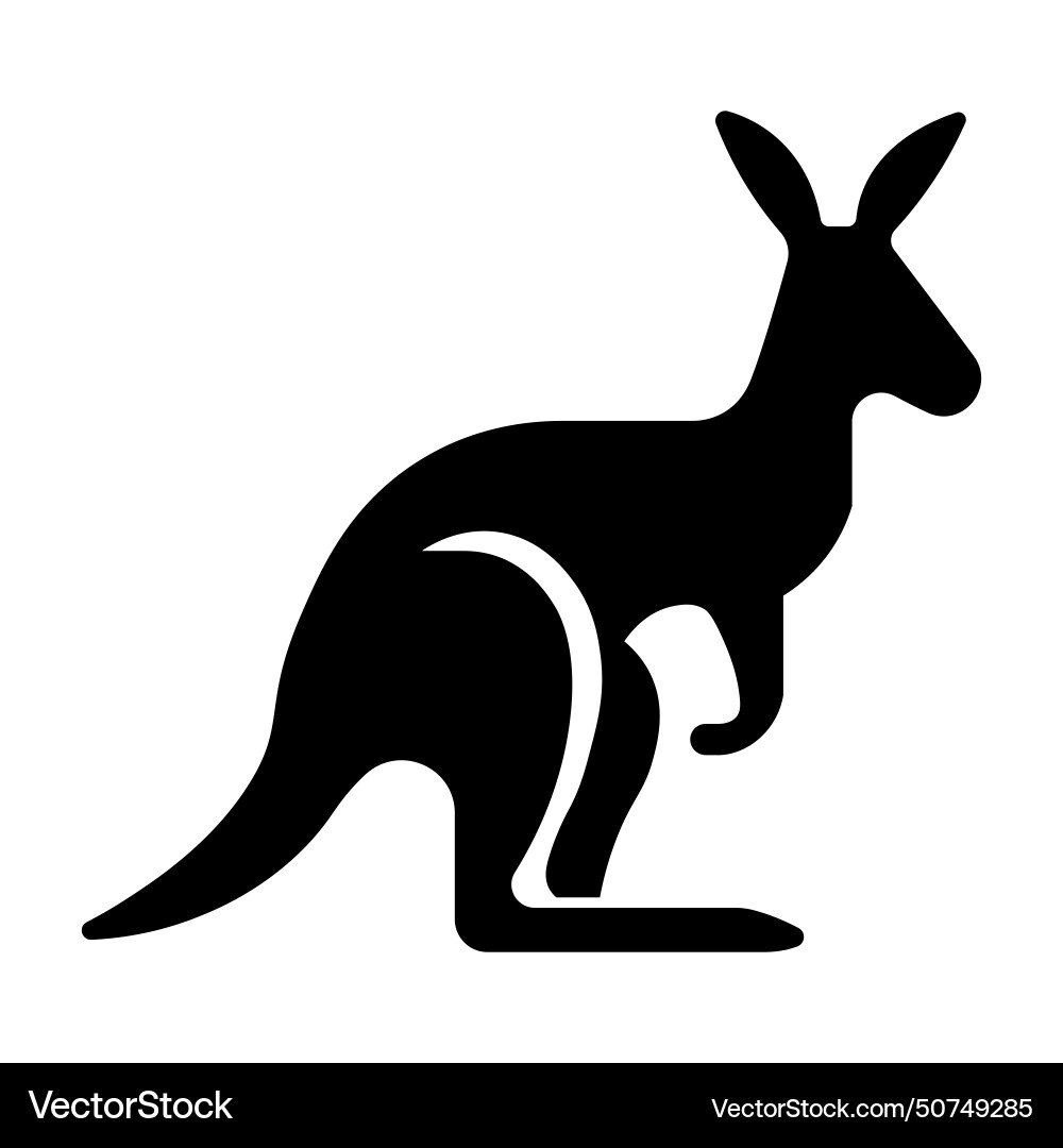 Black kangaroo icon on white background Royalty Free Vector