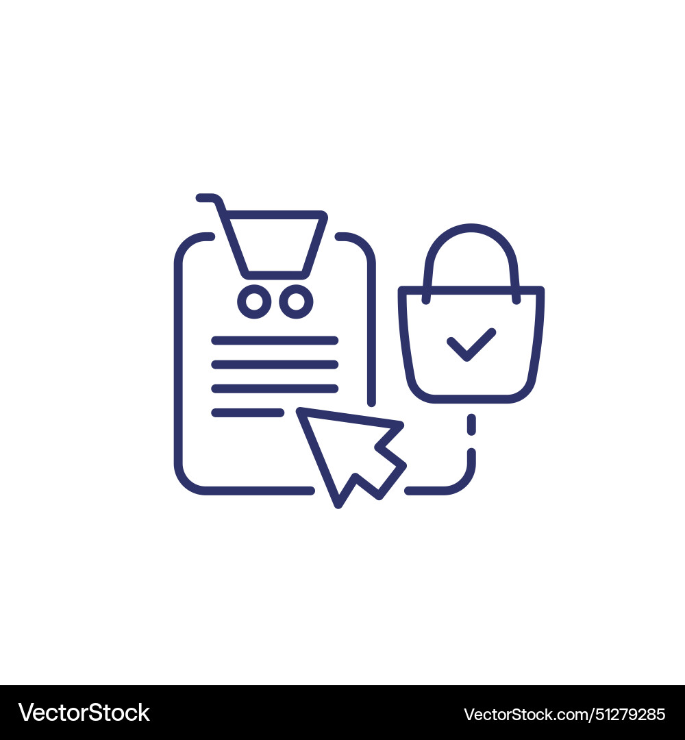 Click and collect line icon on white Royalty Free Vector