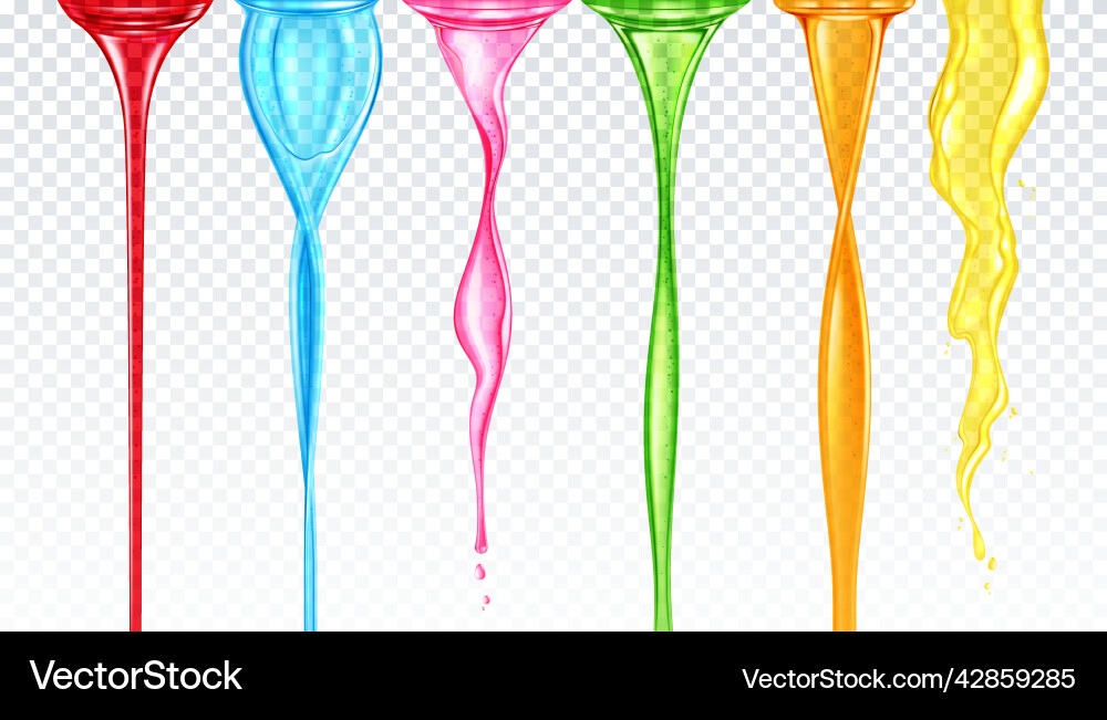 Colorful liquid flow transparent set Royalty Free Vector
