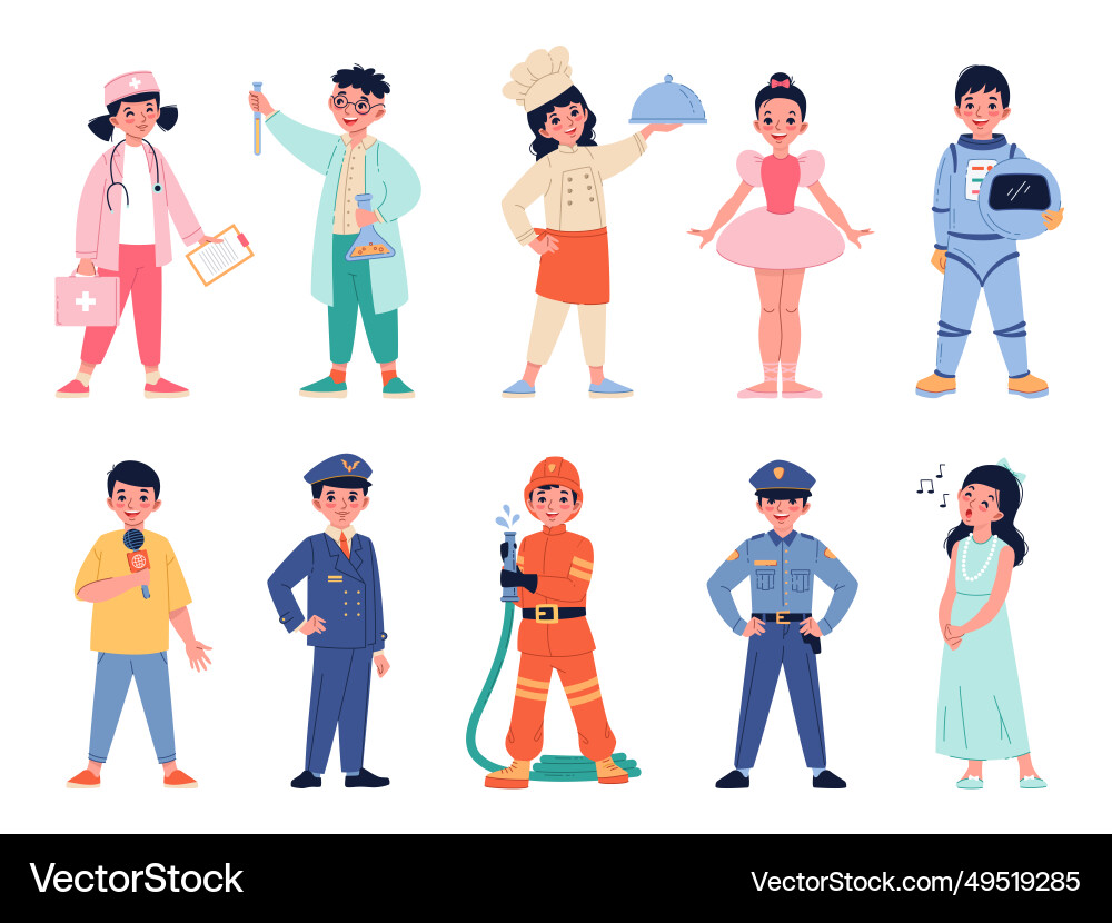 Cute young professionals children in different Vector Image