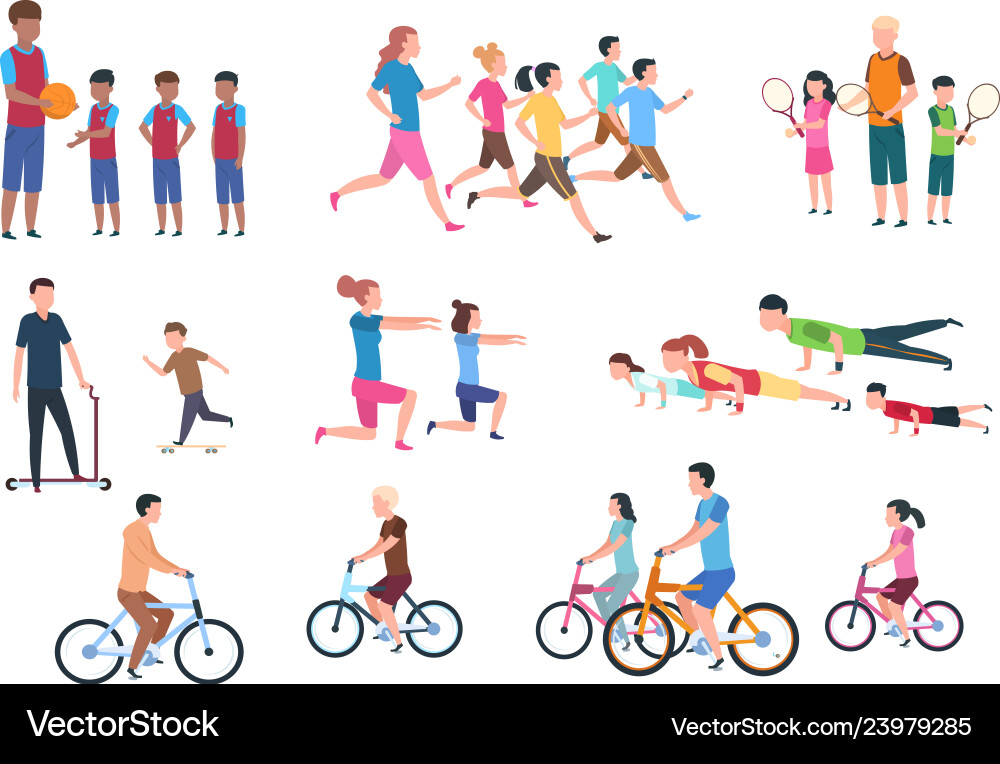Family Fitness Activity Set Royalty Free Vector Image