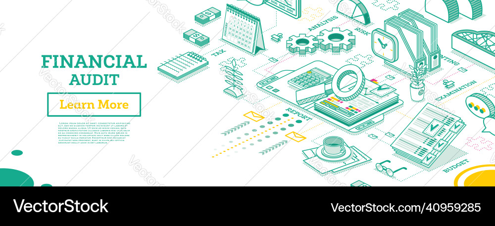 Financial audit isometric business concept Vector Image