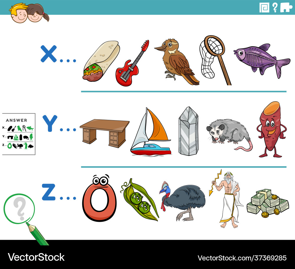 First letter a word cartoon educational Royalty Free Vector