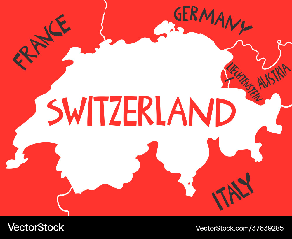 Hand drawn stylized map switzerland travel Vector Image