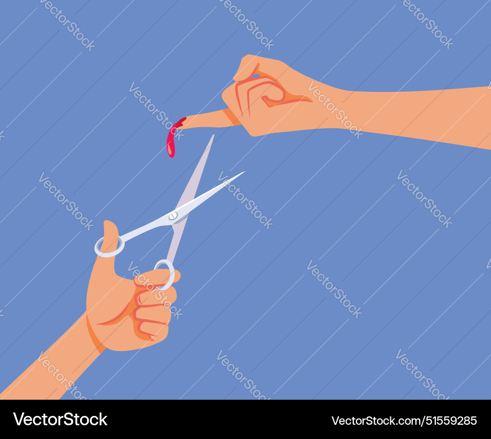 Injured person holding scissors on bleeding Vector Image